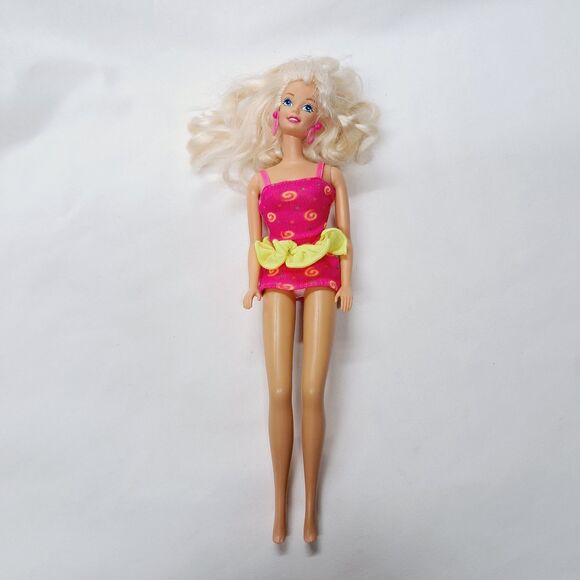Mattel | Toys | Vtg 9s Ruffle Fun Barbie Doll Pink Dress Blonde Hair ...